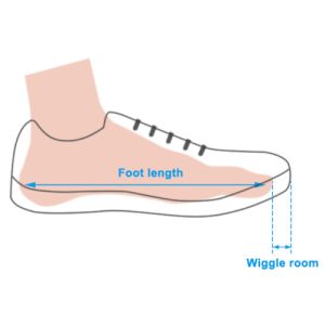Whitin Shoes Size Chart Table + Measuring Instruction